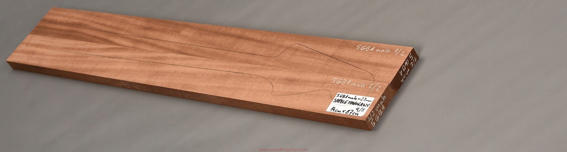 MAHOGANY for bass guitar neck, 23mm, 2-pc set Wood For Guitar